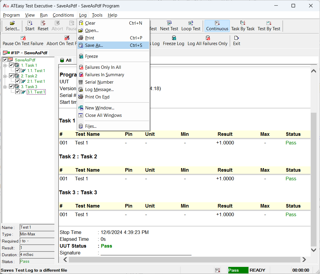 How to Save an ATEasy Test Log to a PDF file | Marvin Test Solutions, Inc.